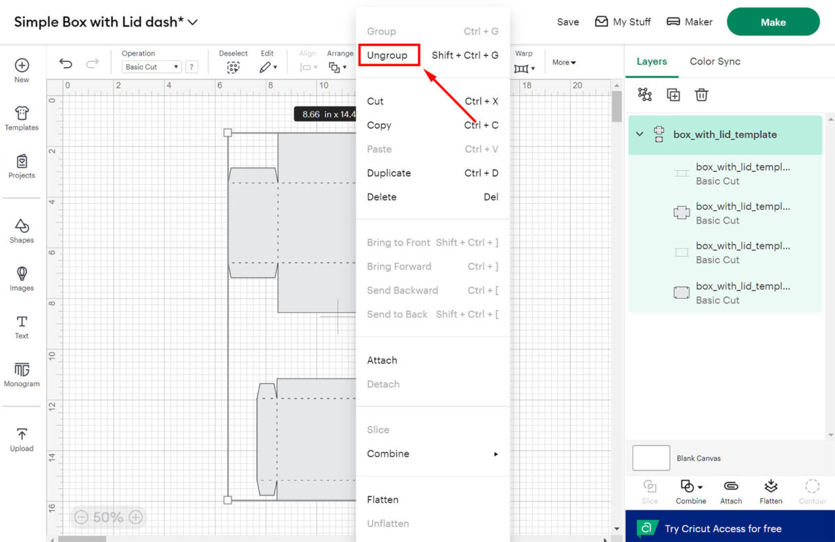 How to Cut Box Templates with Dashed Fold Lines on Cricut ...